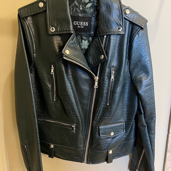 Guess | Jackets & Coats | Guess L Deep Green Leather Jacket | Poshmark